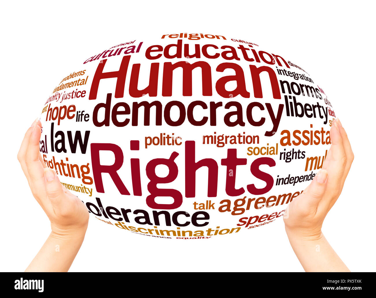 Human Rights word cloud hand sphere concept on white background Stock ...