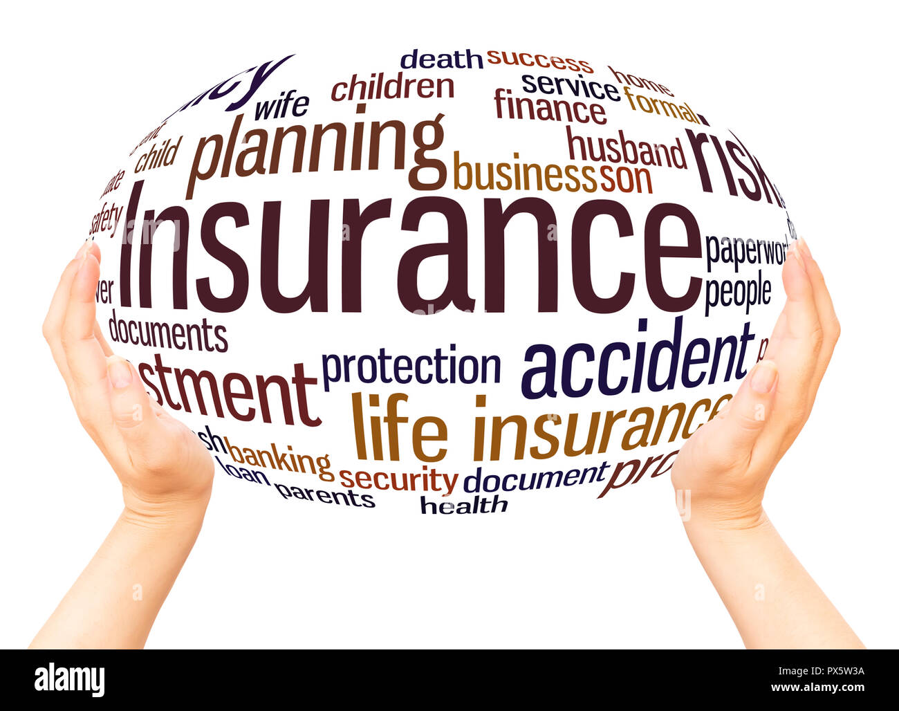 Insurance word cloud hand sphere concept on white background Stock ...