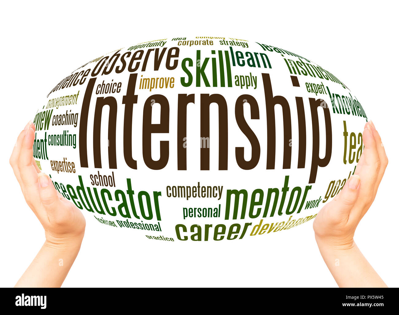 Internship word cloud hand sphere concept on white background Stock ...
