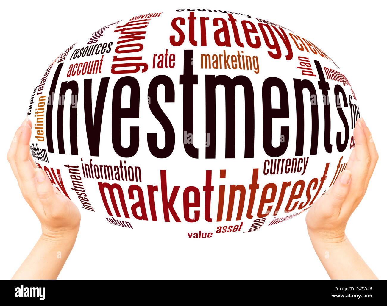 Investments word cloud hand sphere concept on white background Stock ...