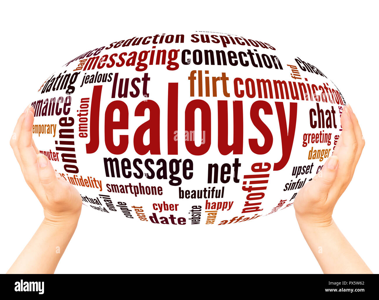 Jealousy word cloud hand sphere concept on white background Stock Photo ...