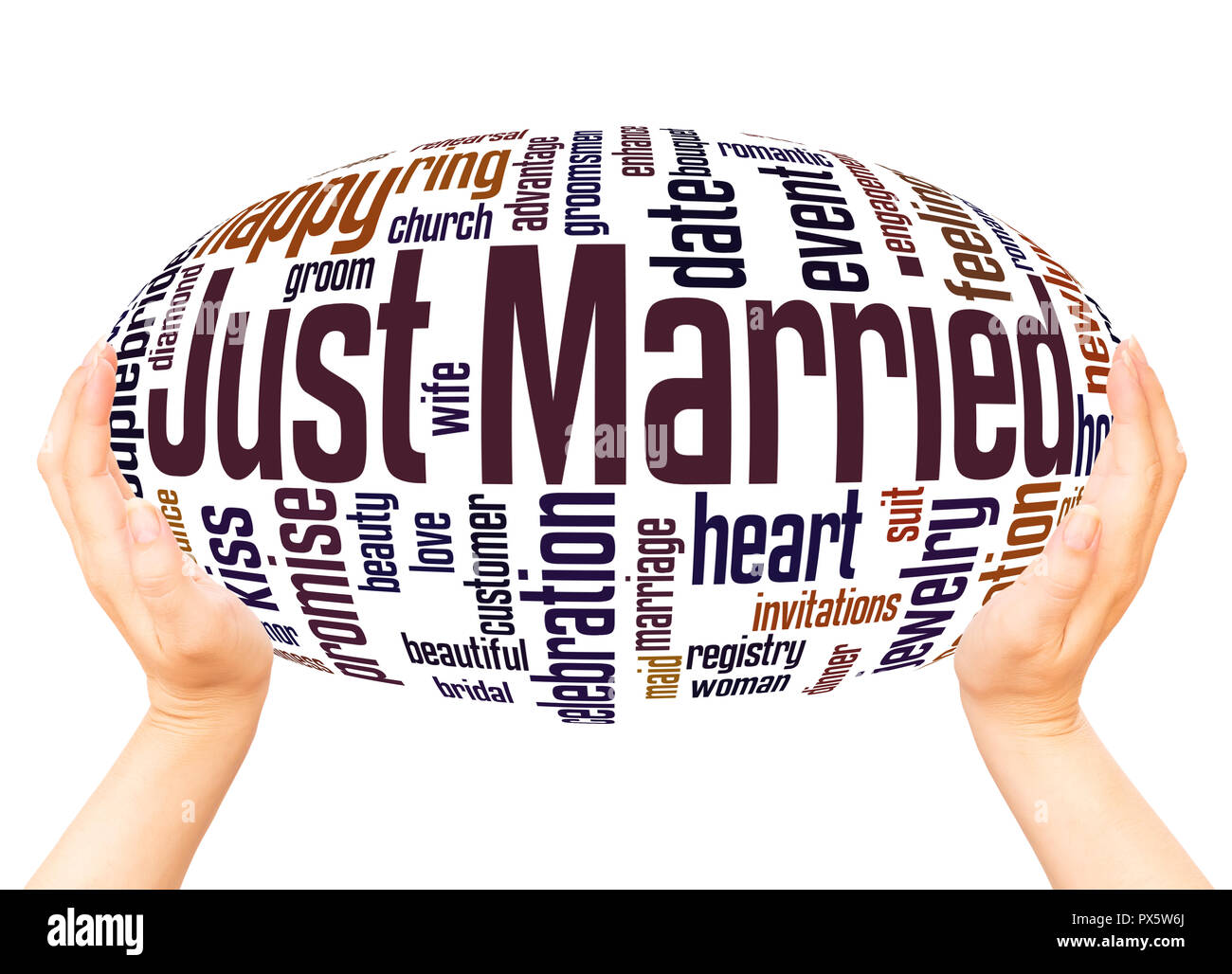 Just Married word cloud hand sphere concept on white background Stock ...