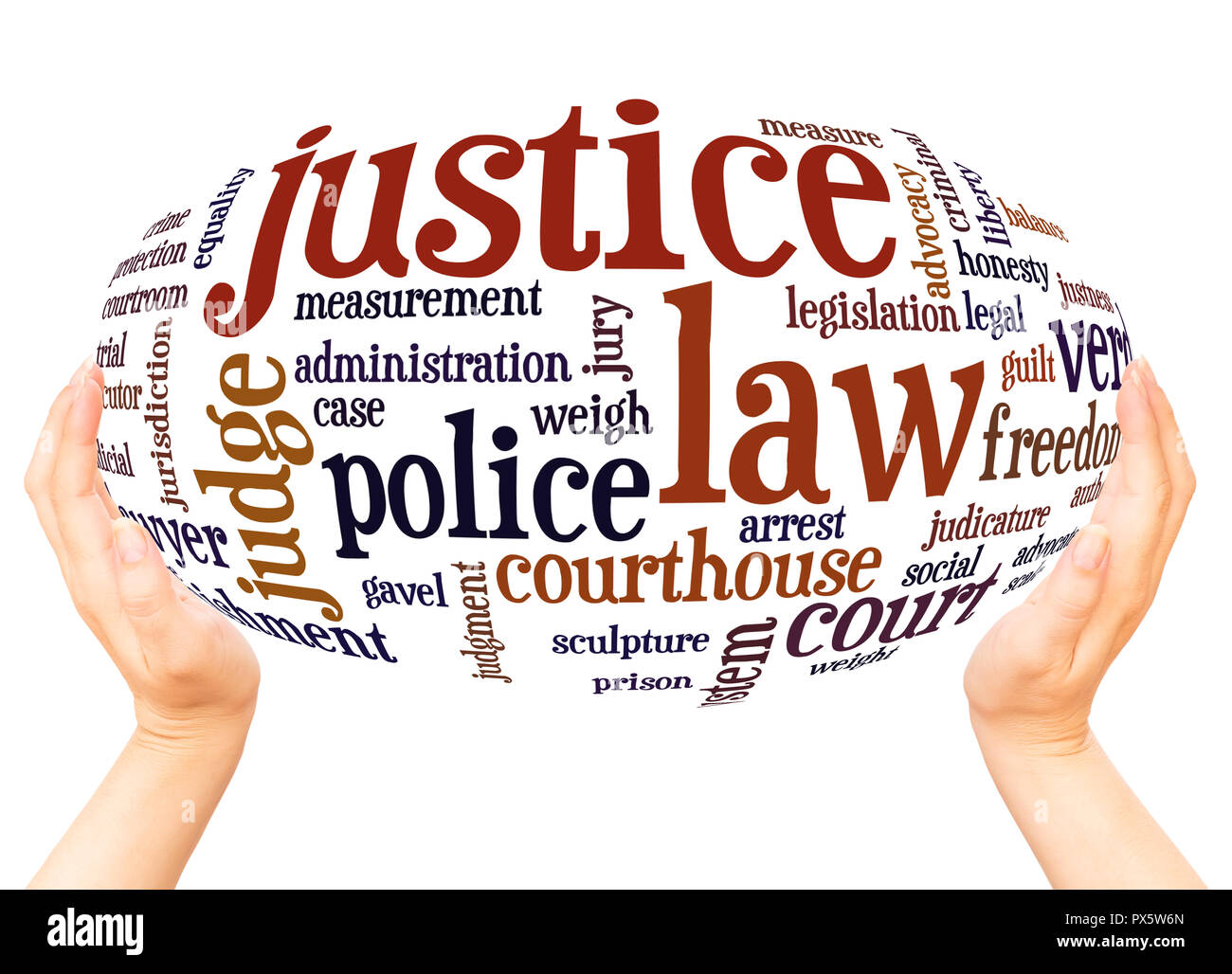 Justice word cloud hand sphere concept on white background Stock Photo ...
