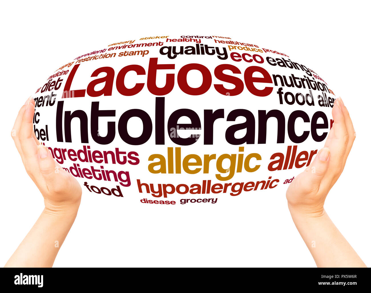 Lactose intolerance word cloud hand sphere concept on white background ...