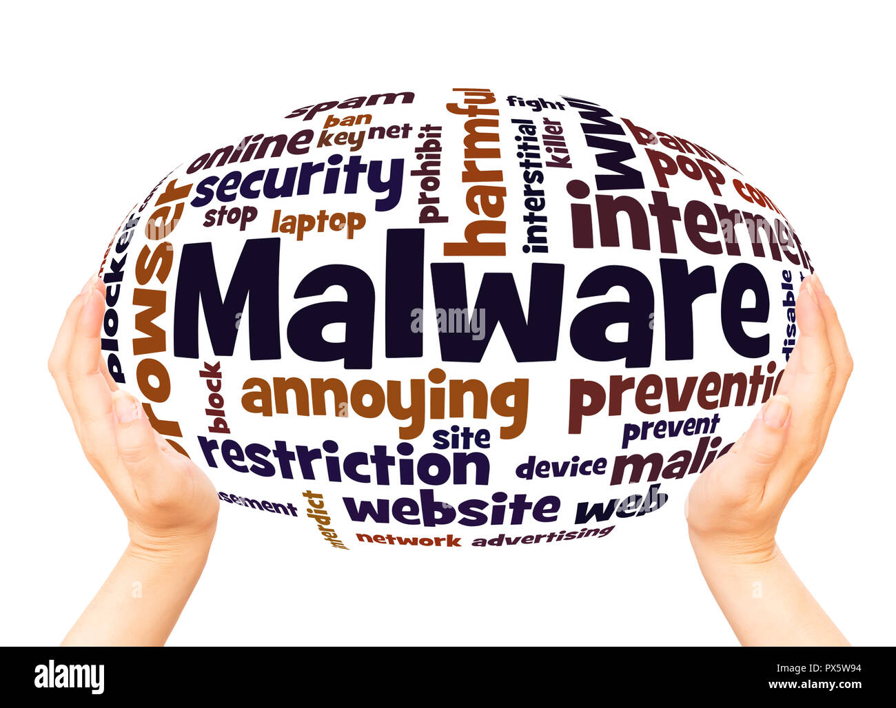Malware word cloud hand sphere concept on white background Stock Photo ...