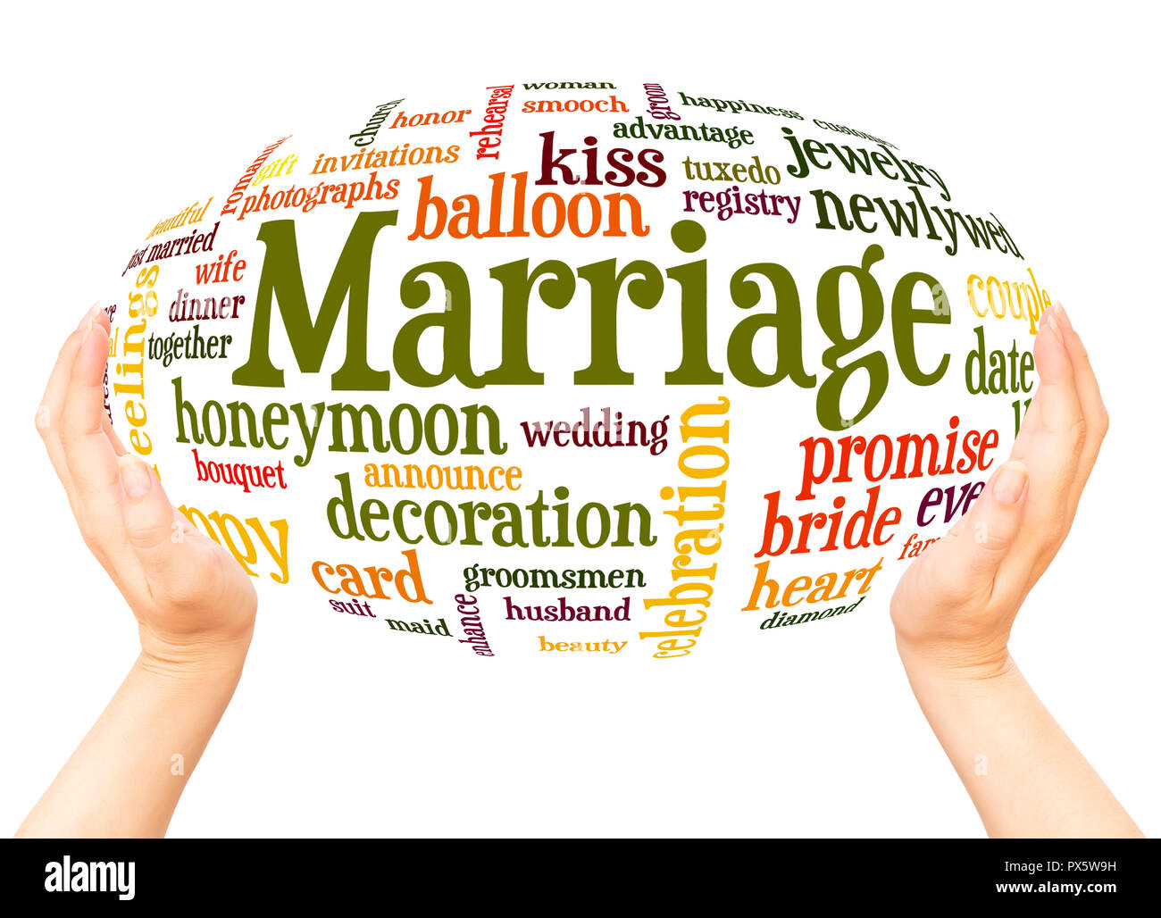 Marriage word cloud hand sphere concept on white background Stock Photo ...