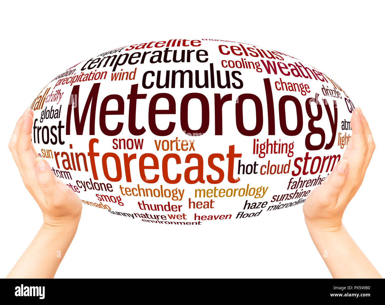 Meteorology word cloud hand sphere concept on white background Stock ...