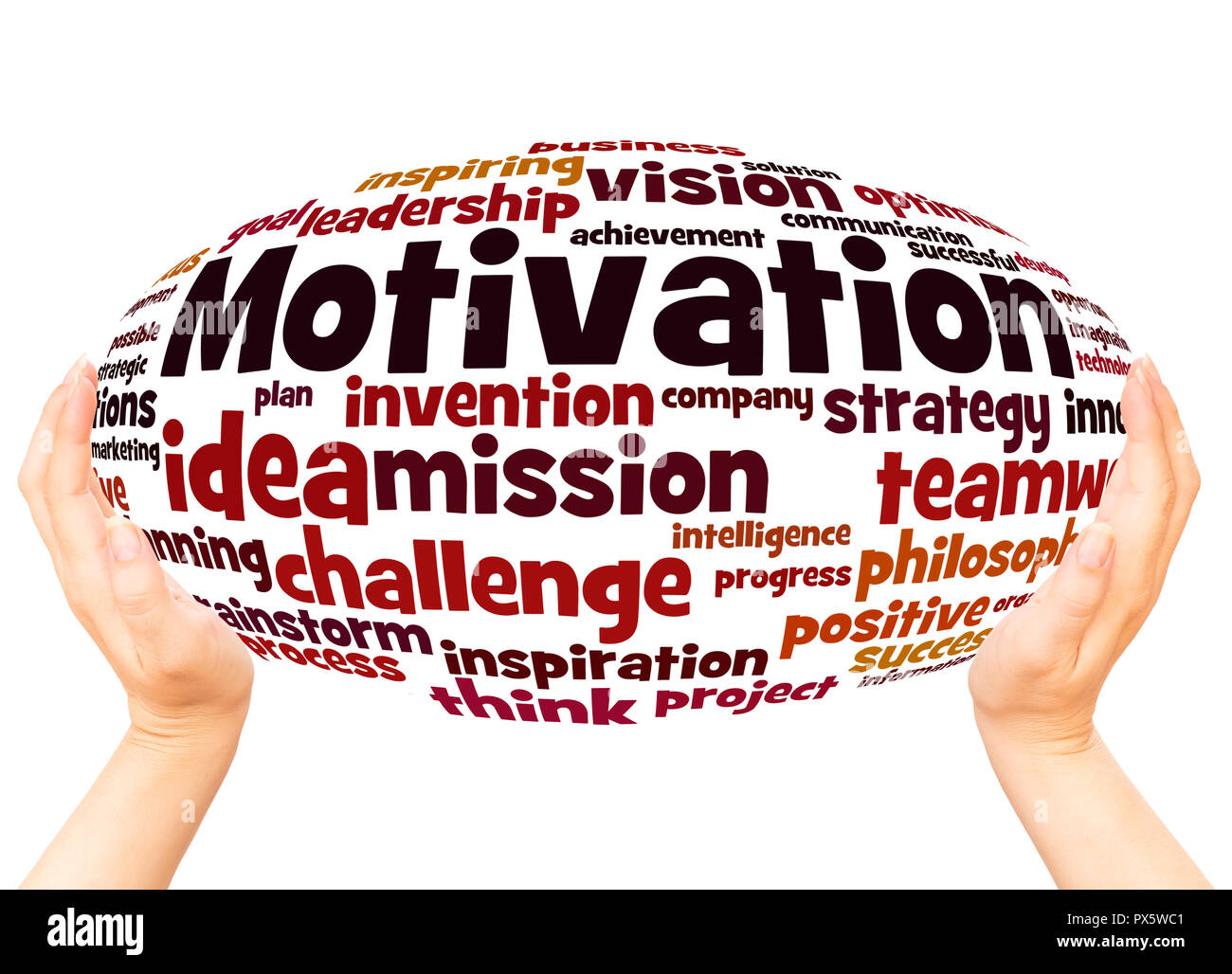 Motivation word cloud hand sphere concept on white background Stock ...