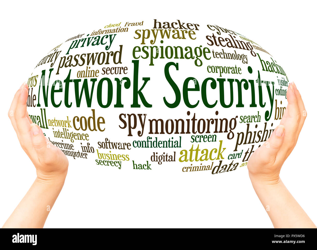 Network Security word cloud hand sphere concept on white background ...