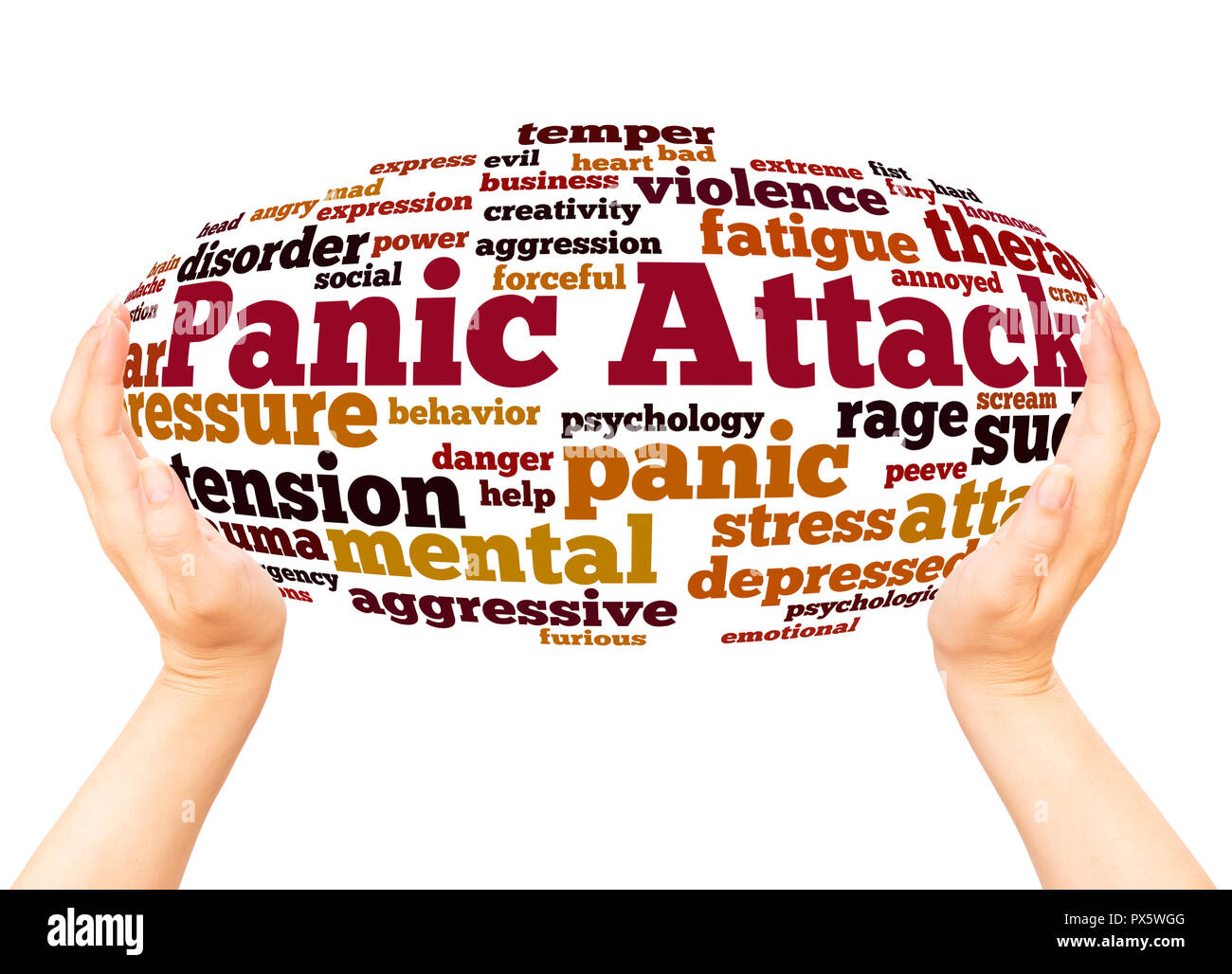 Panic Attack word cloud hand sphere concept on white background Stock ...