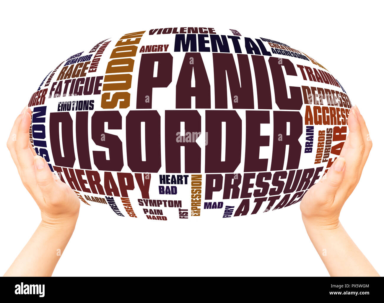 Panic Disorder word cloud hand sphere concept on white background Stock ...