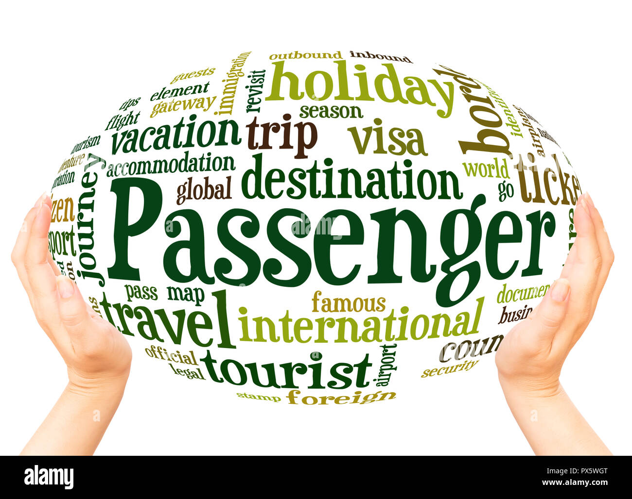 Passenger word cloud hand sphere concept on white background Stock ...