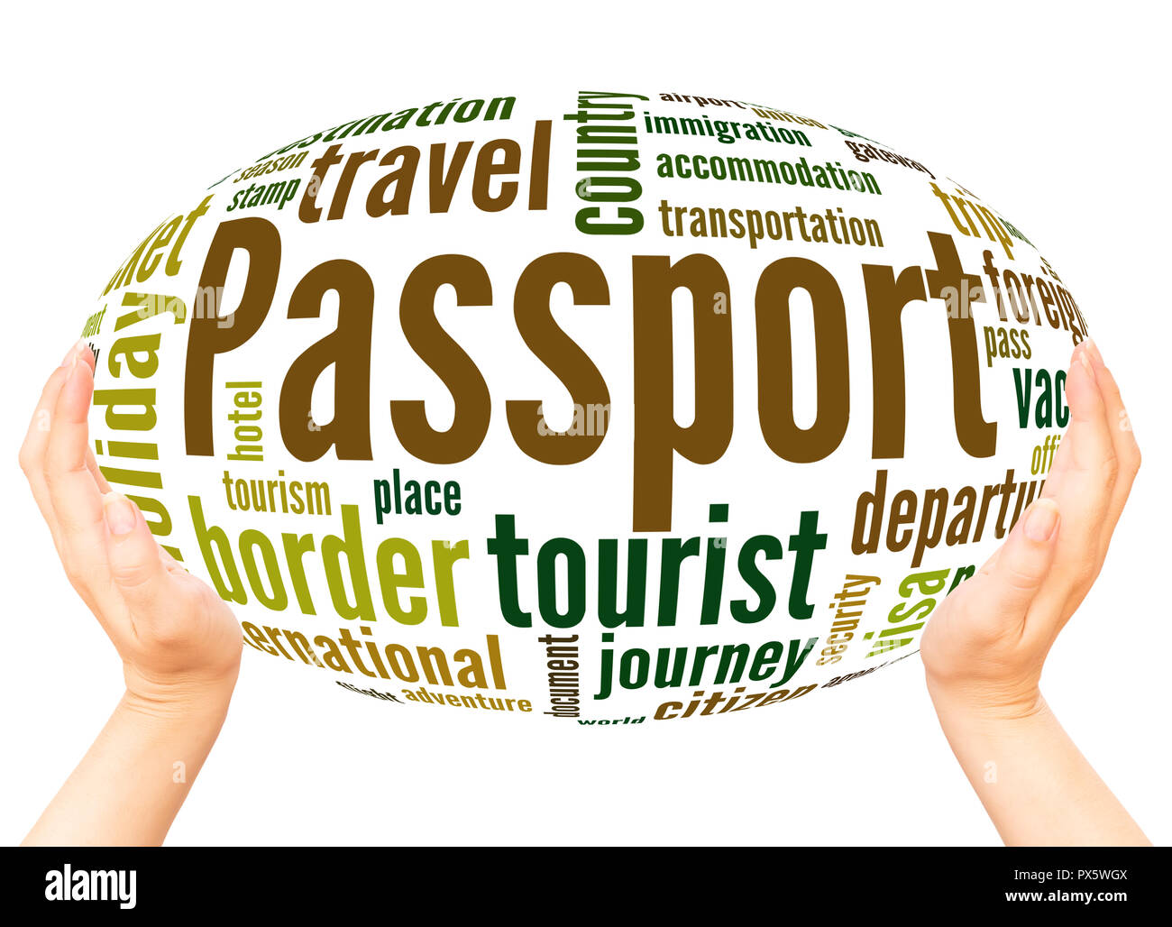 Passport word cloud hand sphere concept on white background Stock Photo ...