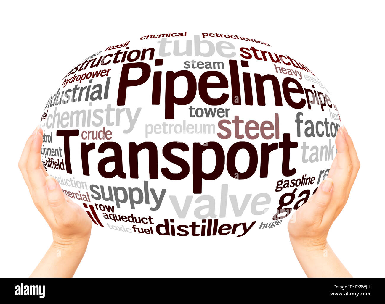 Pipeline Transport word cloud hand sphere concept on white background ...