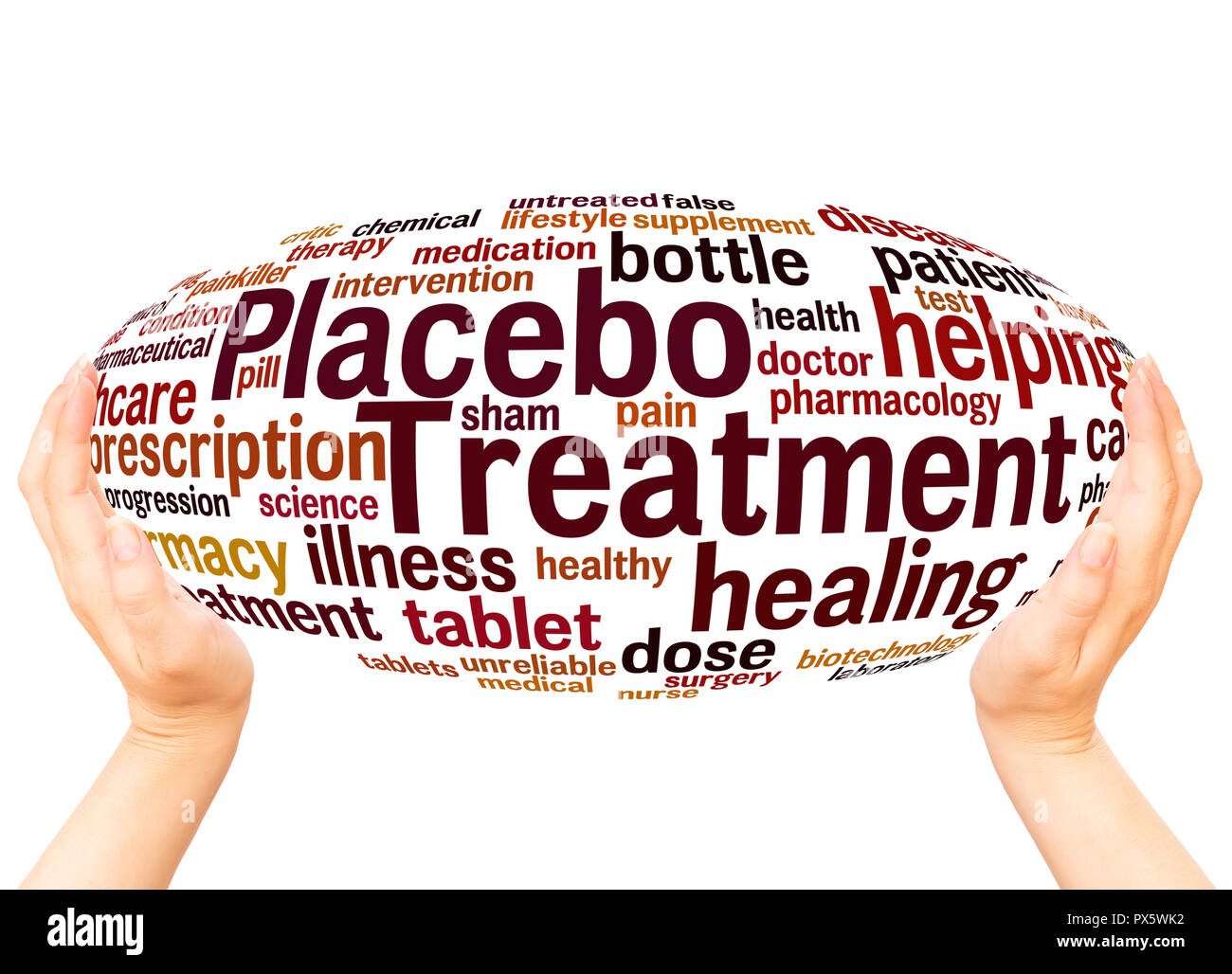 Placebo Treatmen word cloud hand sphere concept on white background ...