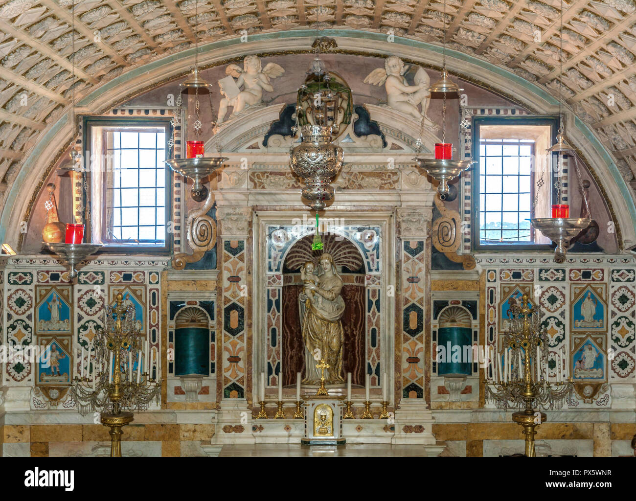interior of the Cathedral of Cagliari. The Central Chapel or Shrine of ...