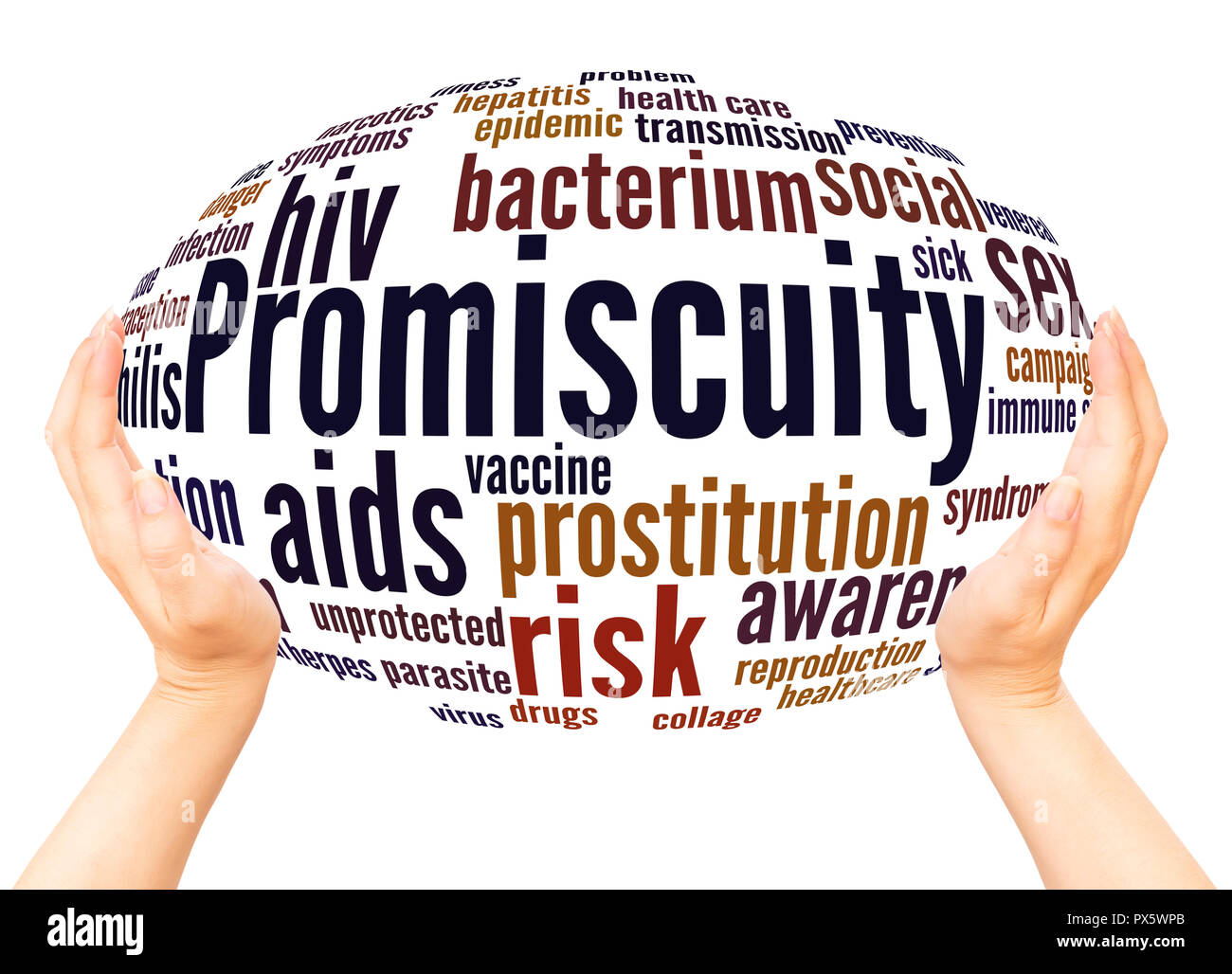 Promiscuity word cloud hand sphere concept on white background Stock ...