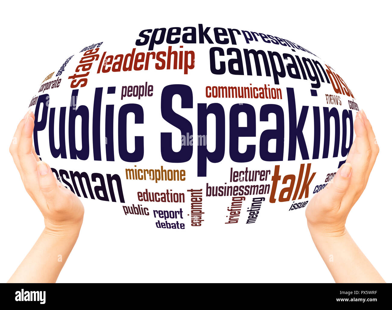 Public Speaking word cloud hand sphere concept on white background ...