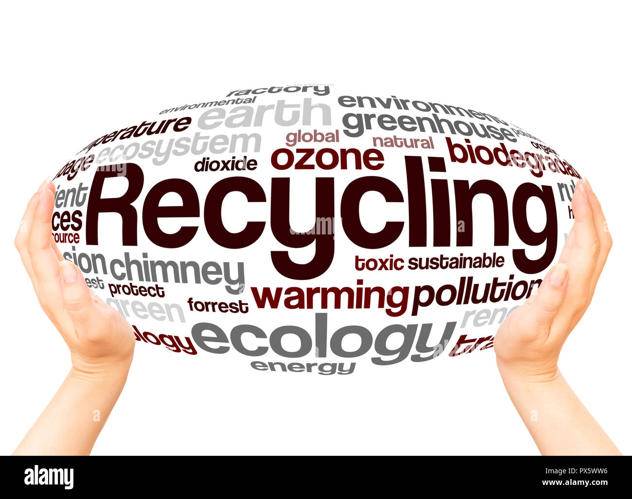 Recycling word cloud hand sphere concept on white background Stock ...