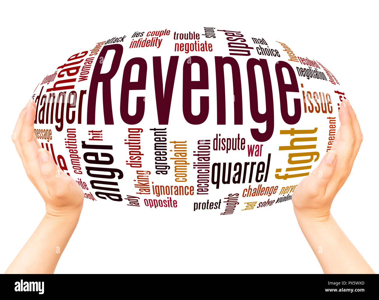 Revenge word cloud hand sphere concept on white background Stock Photo ...