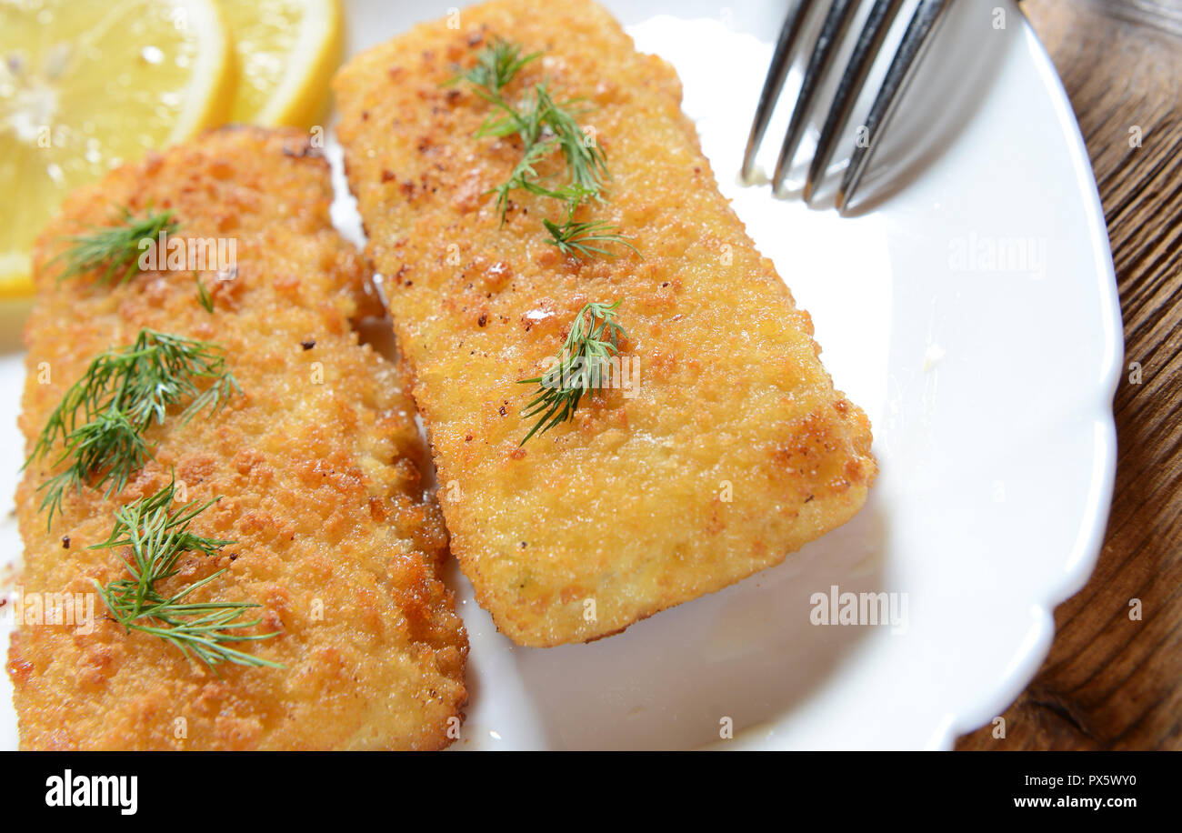 Fish fillets with chese Stock Photo - Alamy