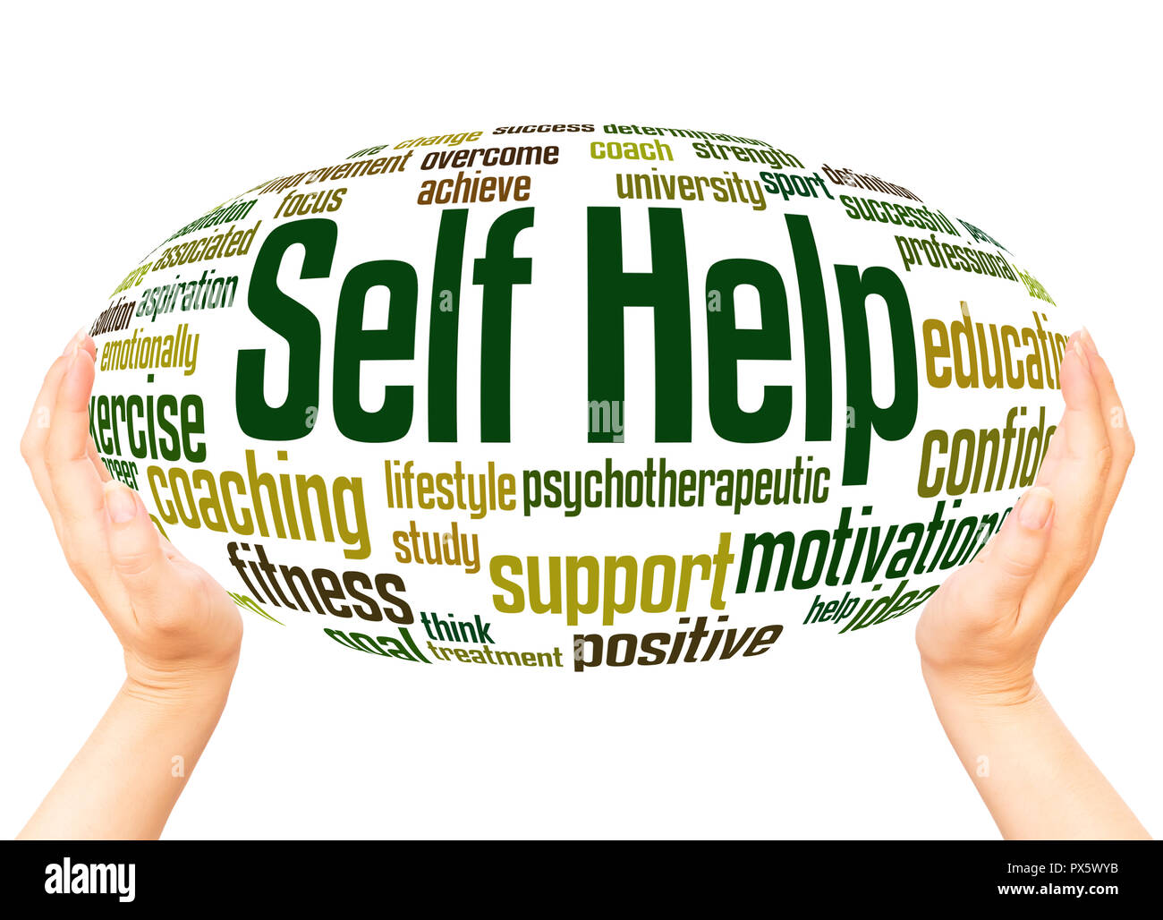 Self Help word cloud hand sphere concept on white background Stock ...
