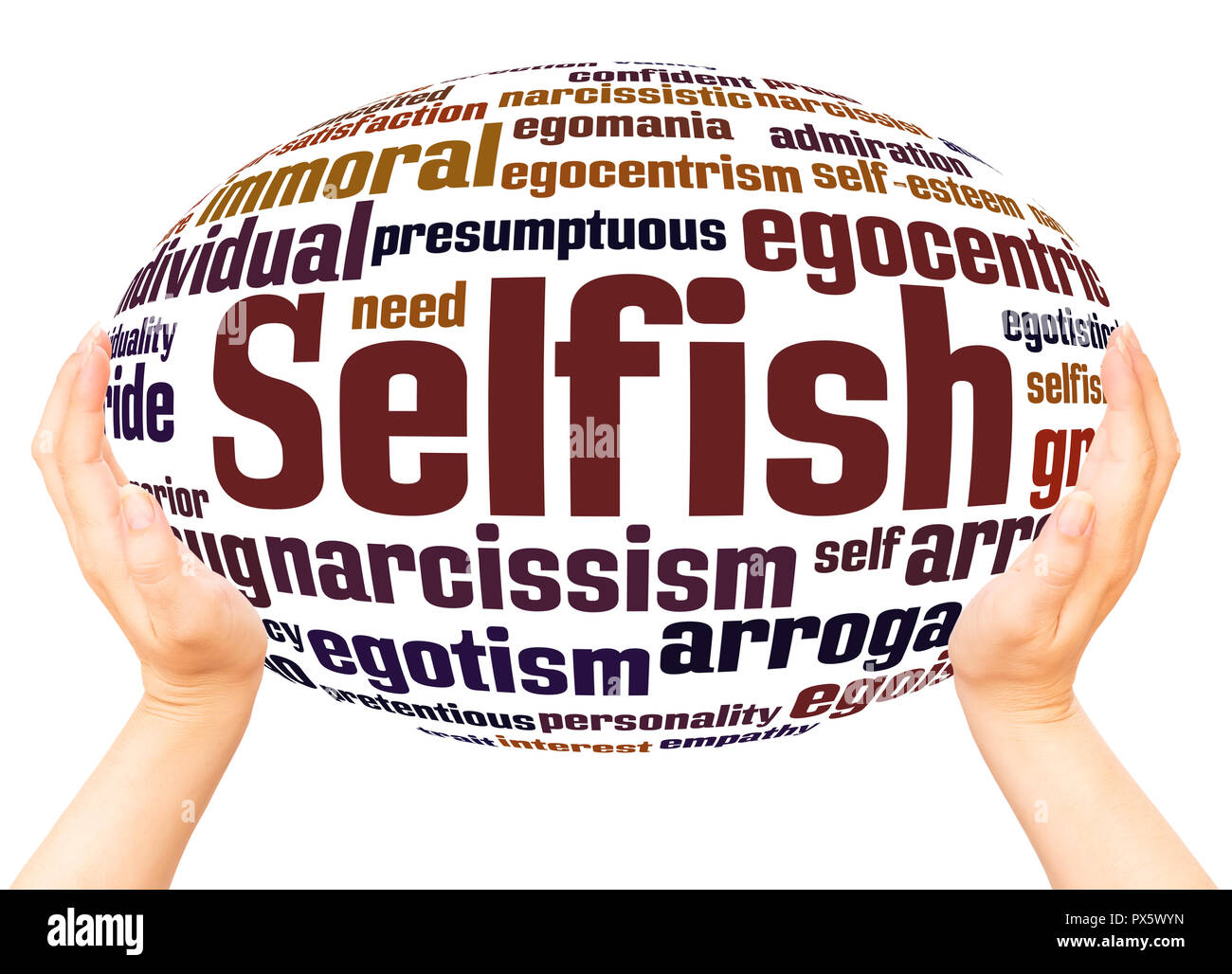 Selfish word cloud hand sphere concept on white background Stock Photo ...