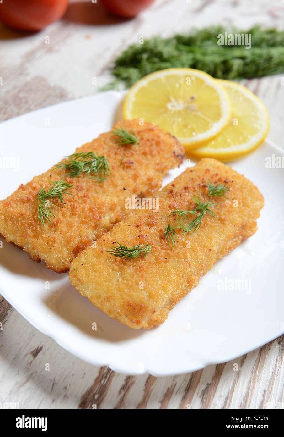 Fish fillets with chese Stock Photo - Alamy