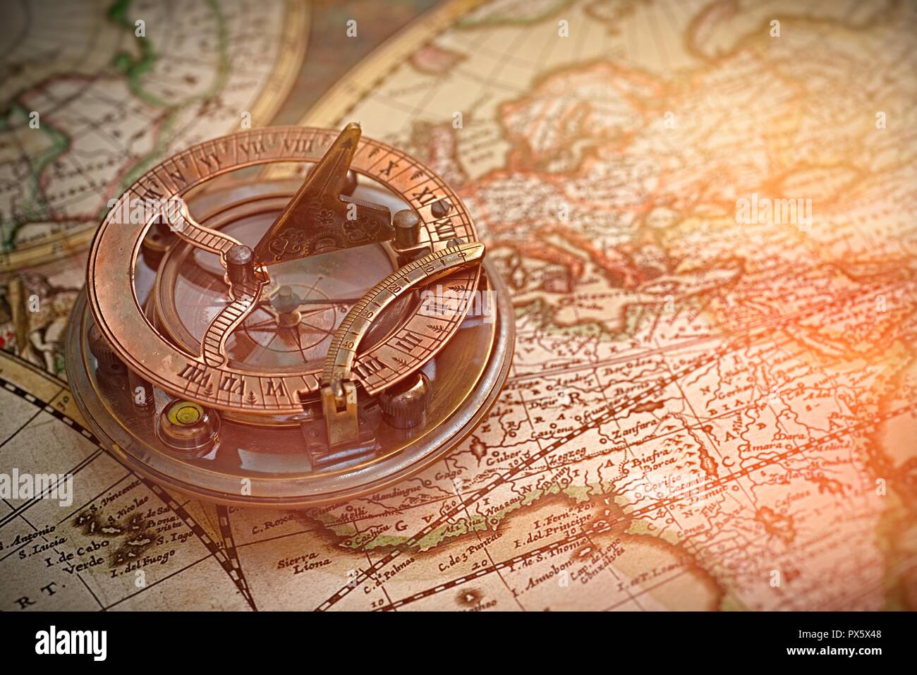 Old map europe compass hi-res stock photography and images - Alamy