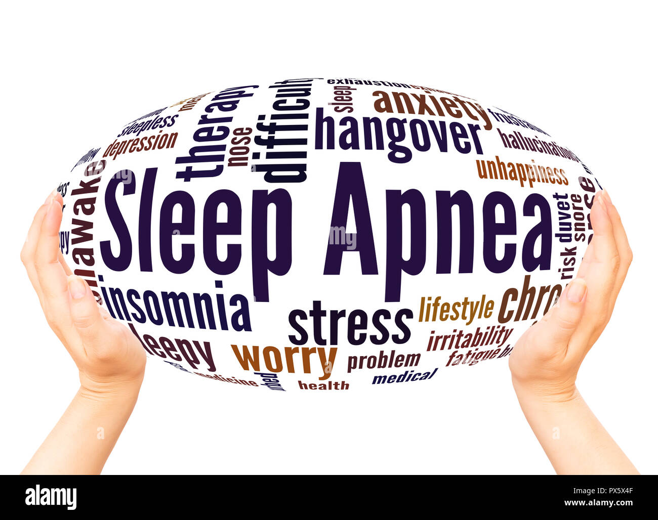 Sleep Apnea word cloud hand sphere concept on white background Stock ...