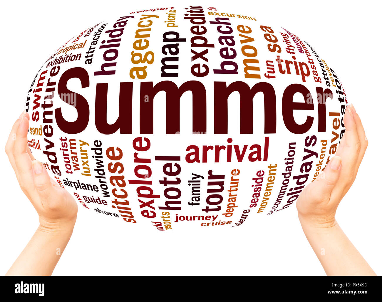 Summer word cloud hand sphere concept on white background Stock Photo ...
