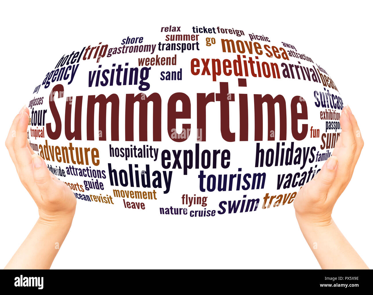 Summertime word cloud hand sphere concept on white background Stock ...