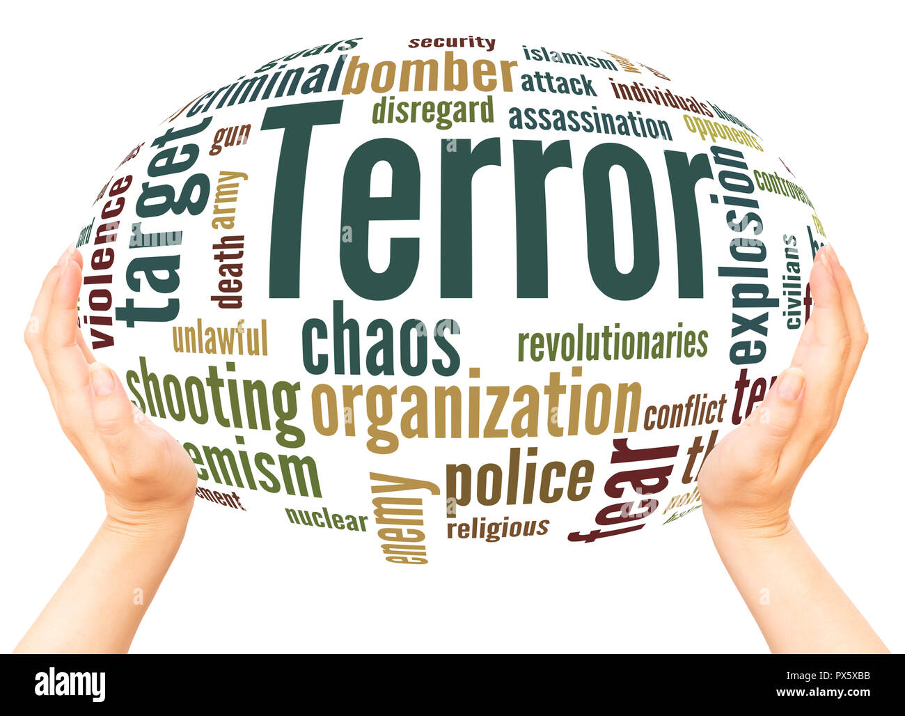 Terror word cloud hand sphere concept on white background Stock Photo ...
