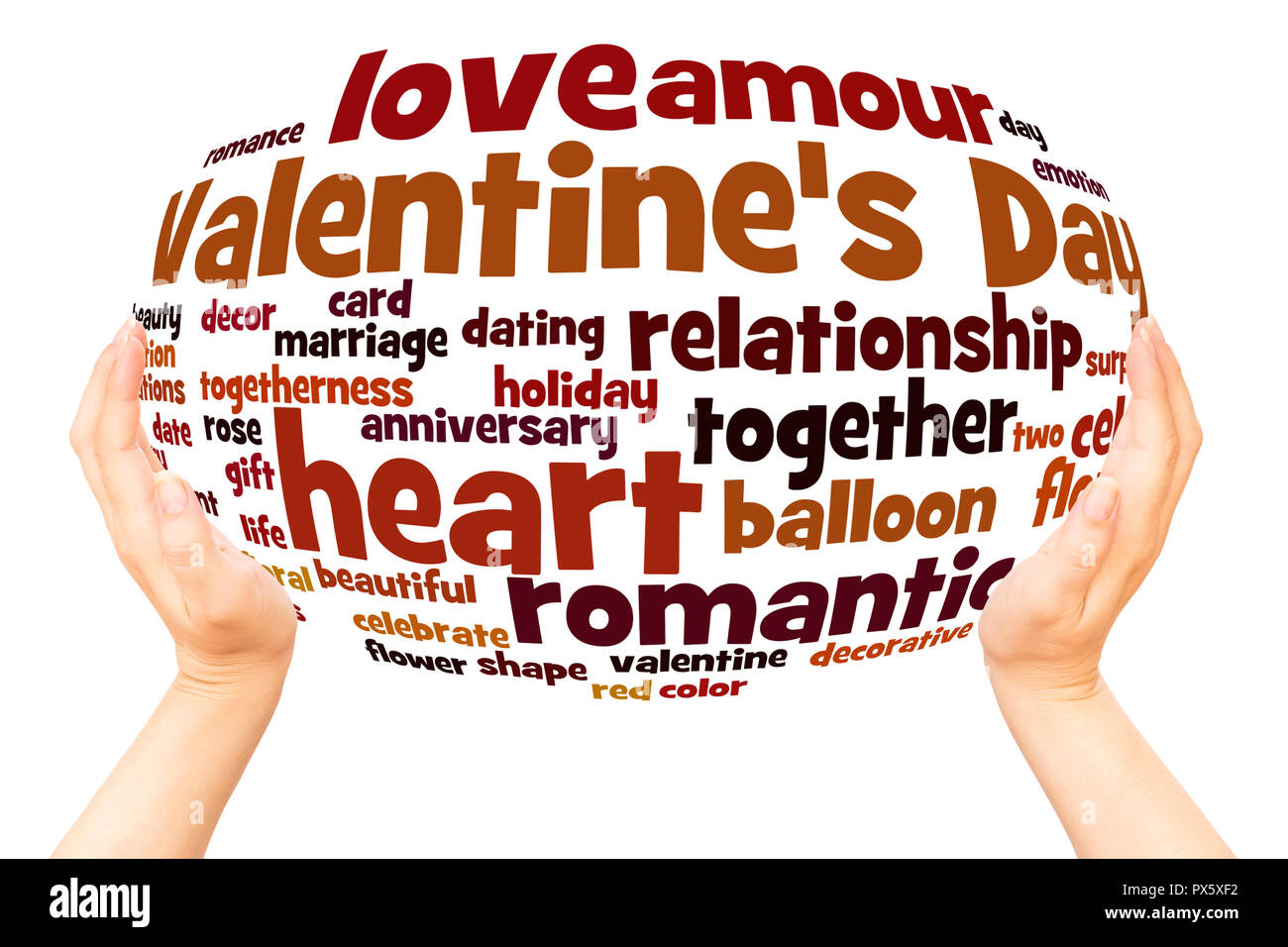 Valentine's Day word cloud hand sphere concept on white background ...