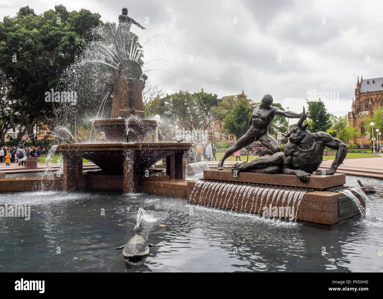 Bronze statues of Theseus and Minotaur part of J. F. Archibald Memorial ...
