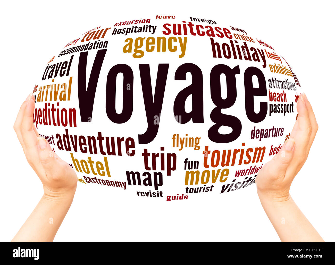 Voyage word cloud hand sphere concept on white background Stock Photo ...