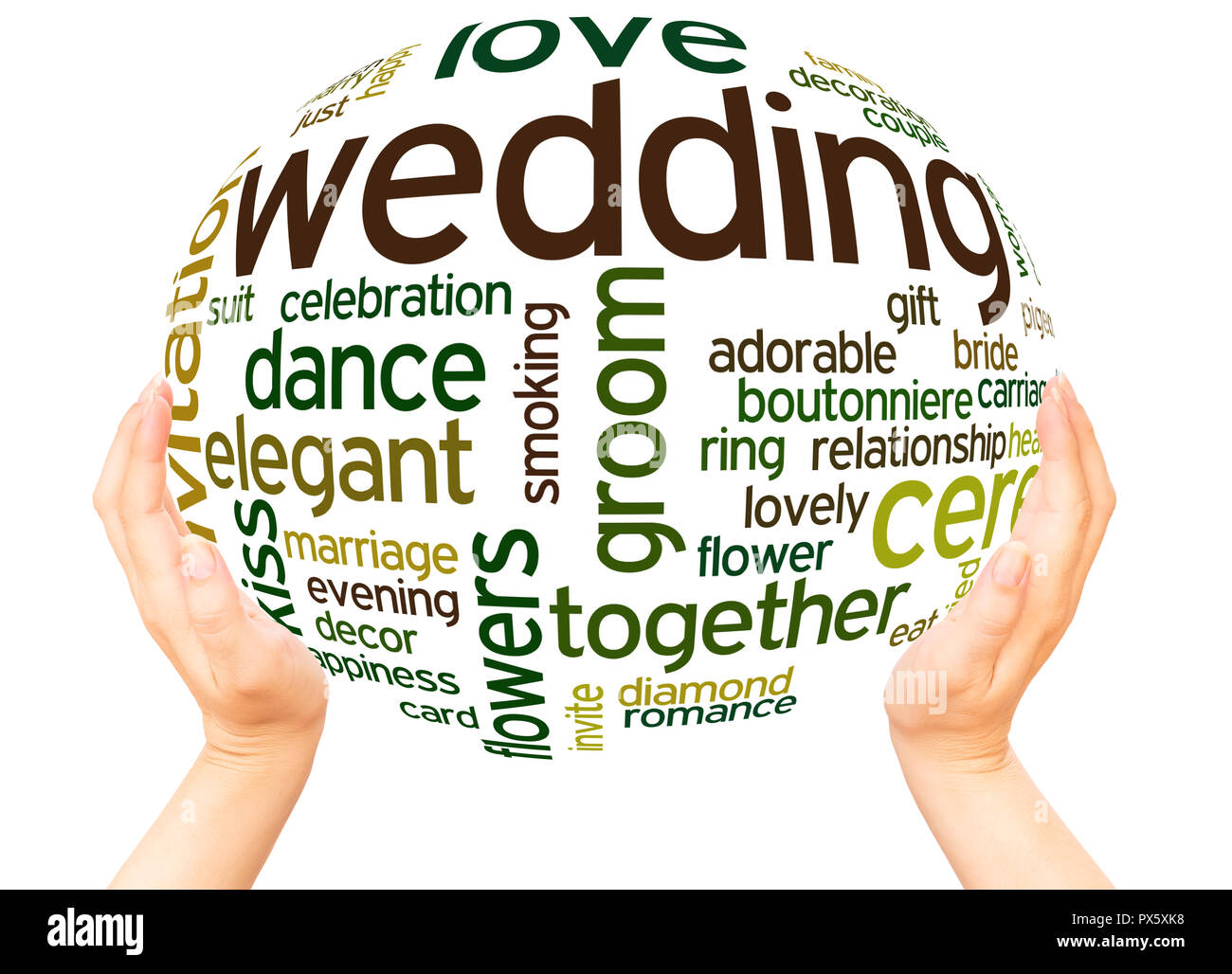 Wedding word cloud hand sphere concept on white background Stock Photo ...