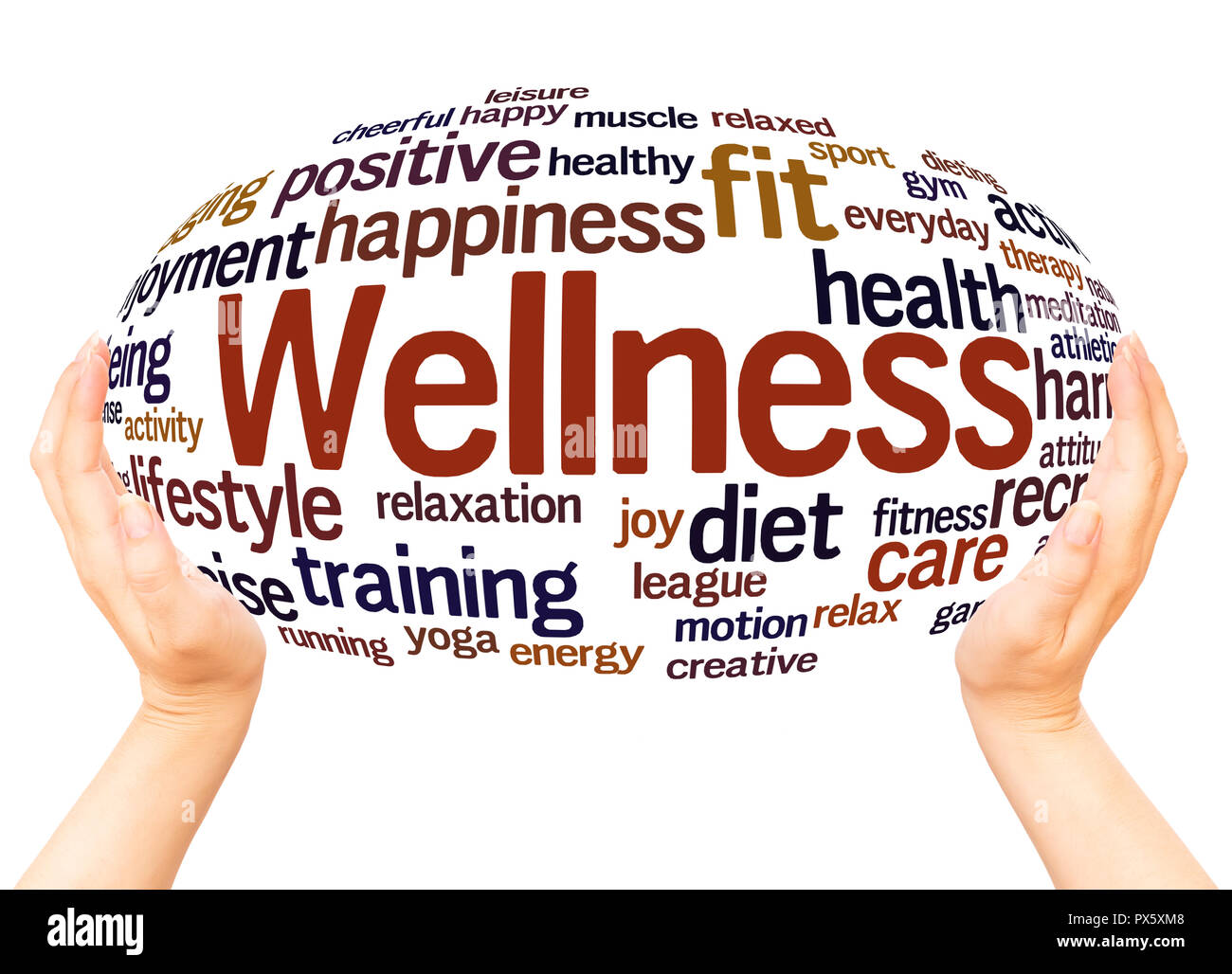 Wellness word cloud chand sphere oncept on white background Stock Photo ...