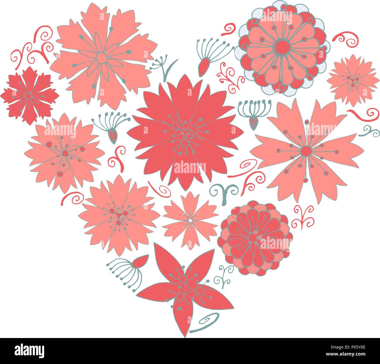 Cute flower elements in the heart form Stock Vector Image & Art - Alamy