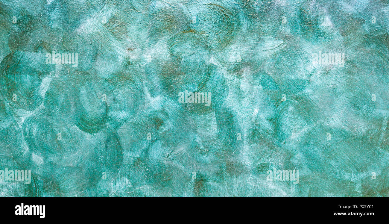 Creative green background with abstract painting. Spatula technique ...