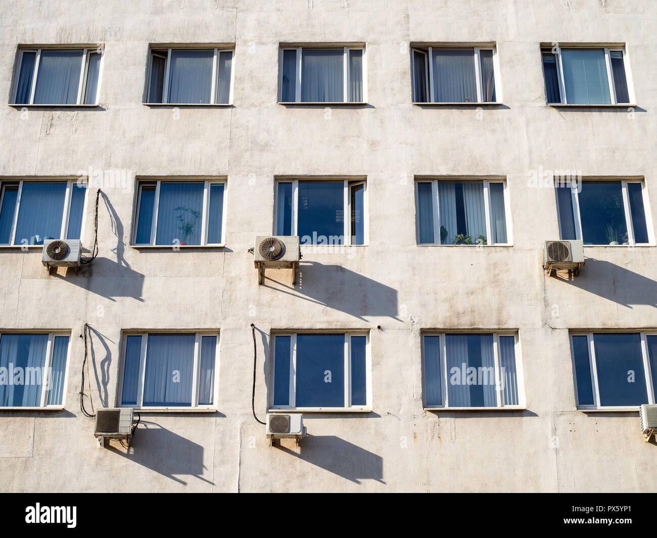 facade of white urban building in Moscow city in sunny autumn day Stock ...