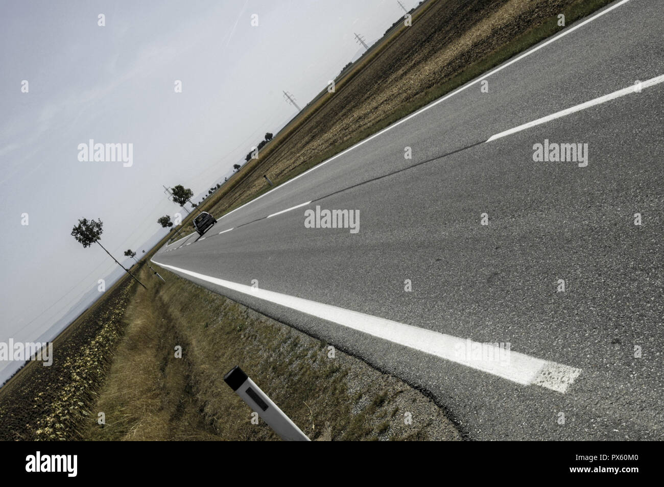 Street marking, middle line, Austria, Lower Austria, Weinviertel Stock ...