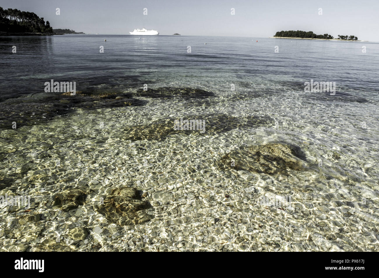 Shallow water, cruising ship, Croatia, Istria, Rovinj Stock Photo - Alamy
