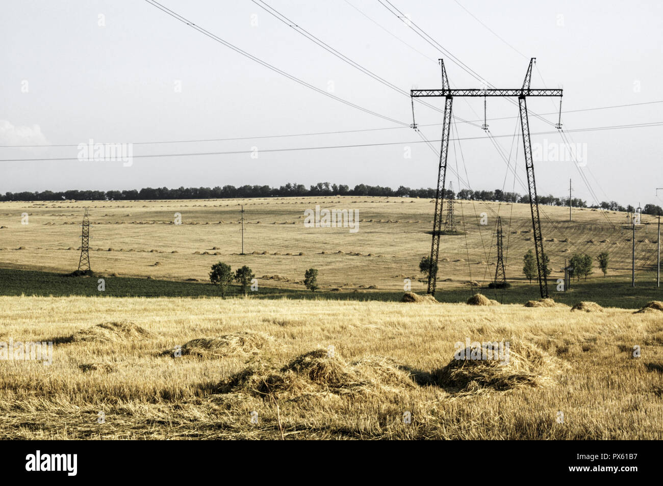 Moldova, agraric landscape, power line, Northern Moldova Stock Photo ...