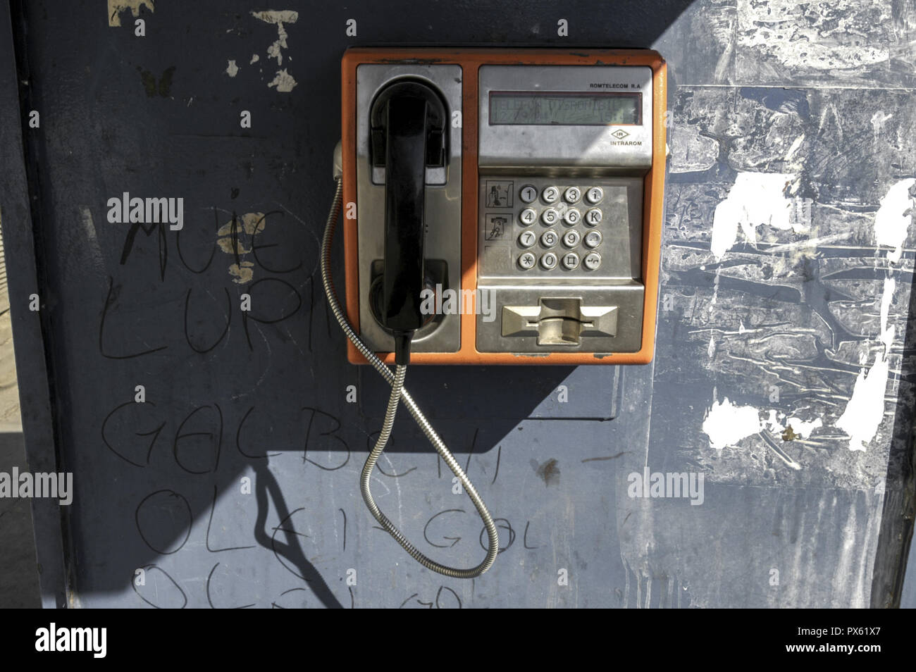 Bucuresti, public phone, Romania, Bucharest Stock Photo - Alamy