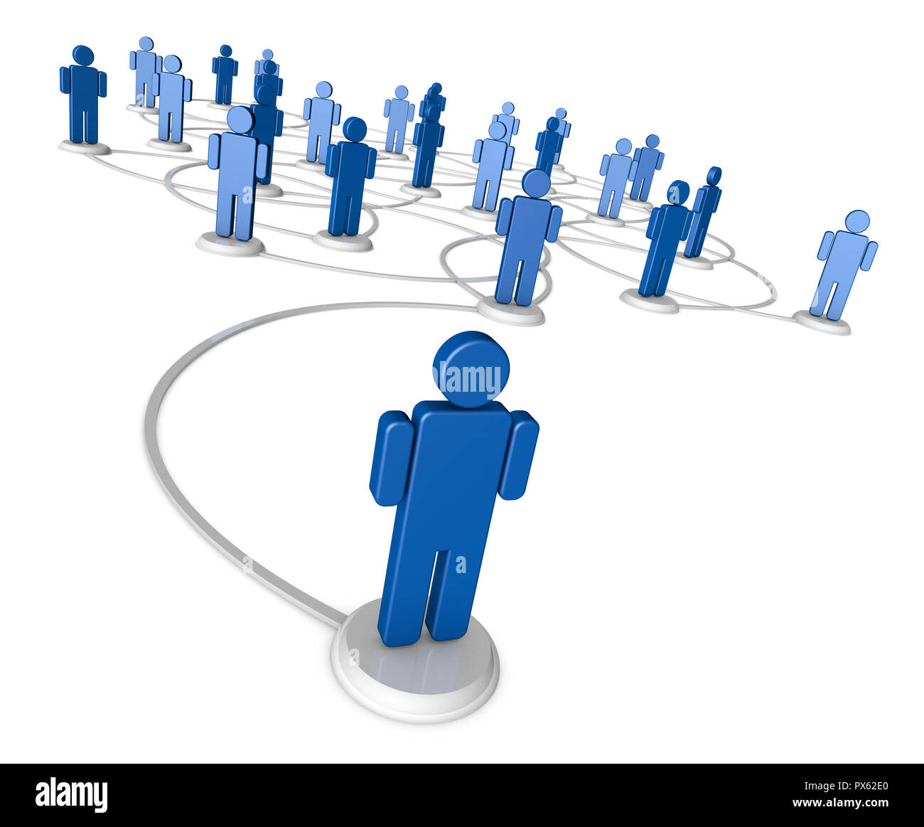 High resolution 3D illustration of icon people linked by communication ...