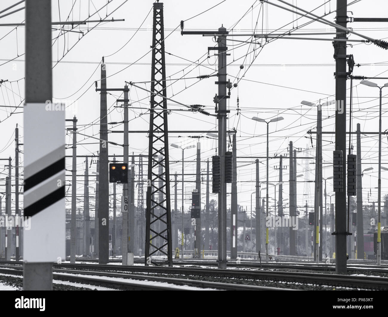 Railway track and catenary Stock Photo - Alamy