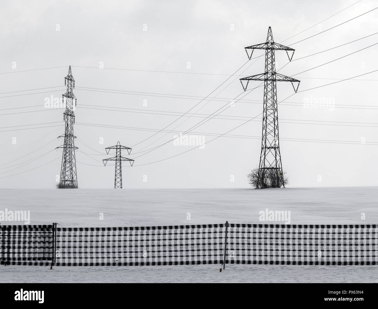 Power transmission line power pole safety net Stock Photo - Alamy