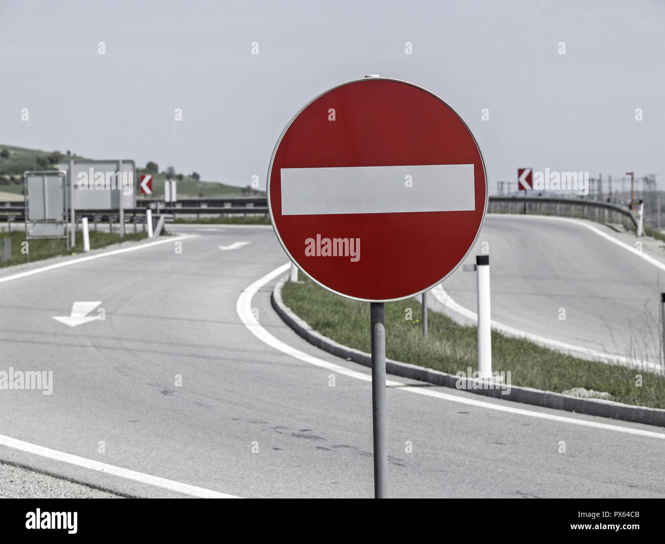 Traffic sign, no entry for traffic on the motorway Stock Photo - Alamy