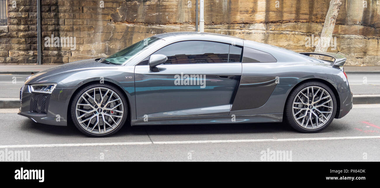 A grey Audi R8 coupe motor vehicle sportscar Stock Photo - Alamy